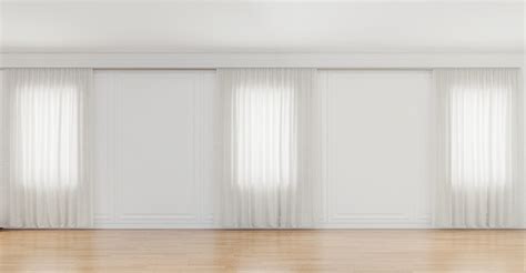 3 개의 창문과 가구 넓은 모형 공간 3d 렌더링이있는 큰 빈 흰색 아파트 0명에 대한 스톡 사진 및 기타 이미지 0명 3