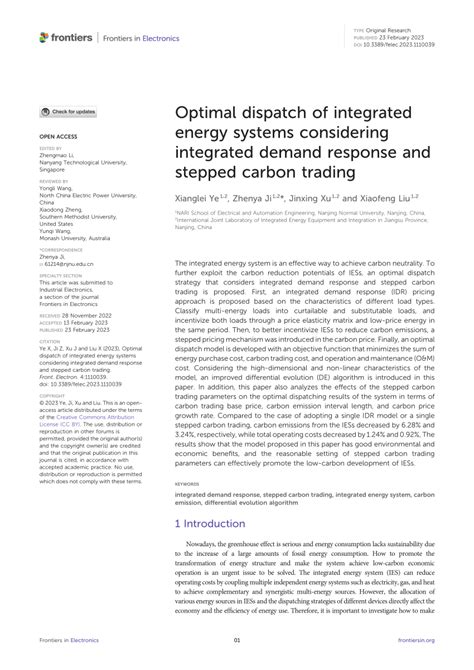 Pdf Optimal Dispatch Of Integrated Energy Systems Considering Integrated Demand Response And
