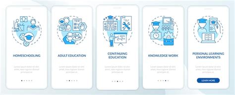 Premium Vector Lifelong Learning Contexts Blue Onboarding Mobile App Screen Walkthrough 5