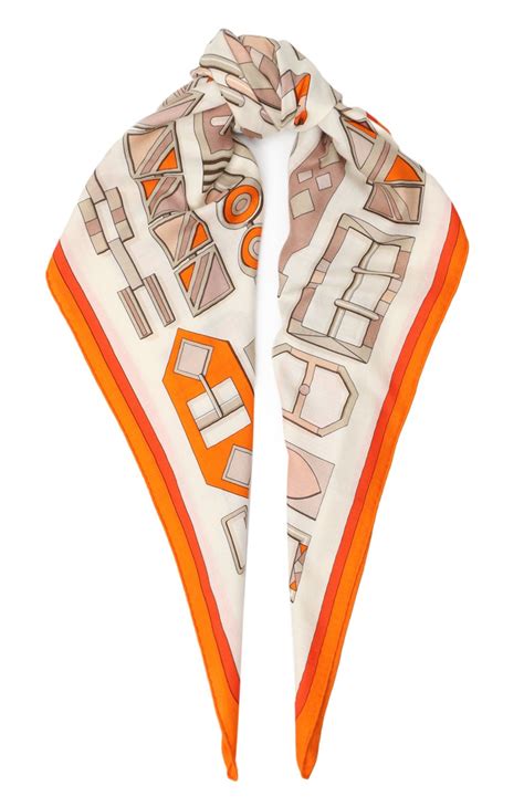 Платок из кашемира и шелка Hermes цвет Оранжевый купить на ресейл платформе Tsum Collect арт