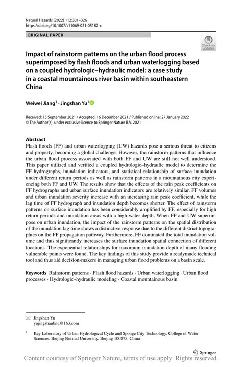 Impact Of Rainstorm Patterns On The Urban Flood Process Superimposed By Flash Floods And Urban