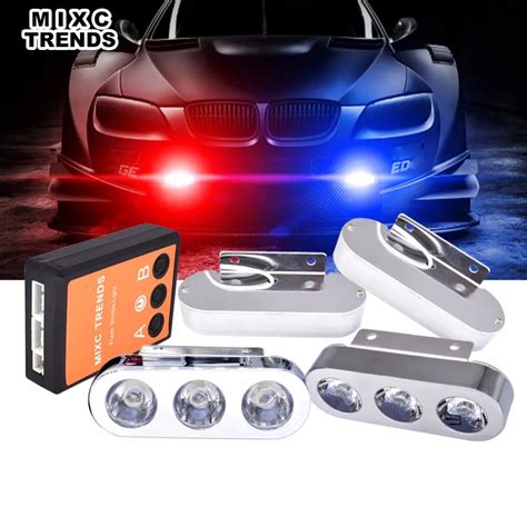 1Set 4X3 LED Police Flashing Light Car Spot LED Strobe Warning Light ...