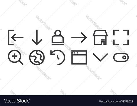 12 Set Linear User Interface Icons Thin Royalty Free Vector