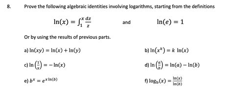 Solved Prove The Following Algebraic Identities Involving