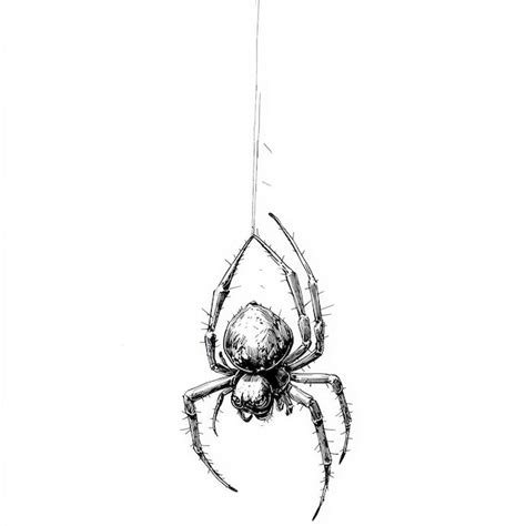 a spider hanging from a string with a spider on it premium ai