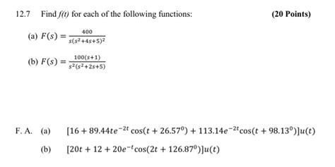 Solved Find F T For Each Of The Following Functions Chegg