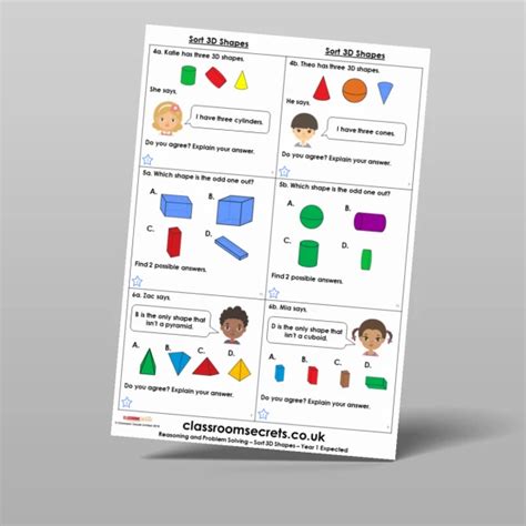 Year 2 Sort 3d Shapes Reasoning And Problem Solving 2 Resource Classroom Secrets