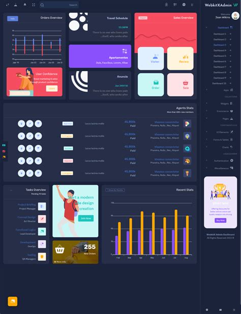 Beautiful Fixed Style Dark Bootstrap Dashboard Of Webkitx Ui Framework