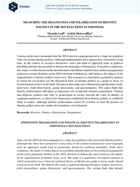Measuring The Pragmatism And Polarization Of Identity Politics In The 2019 Elections In