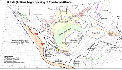 Continued H Early Aptian 121 Ma Plate Reconstruction See The Text Download Scientific