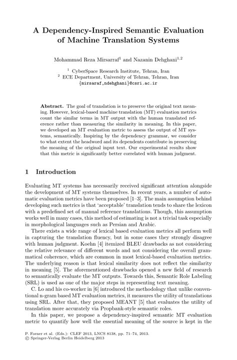 pdf a dependency inspired semantic evaluation of machine translation