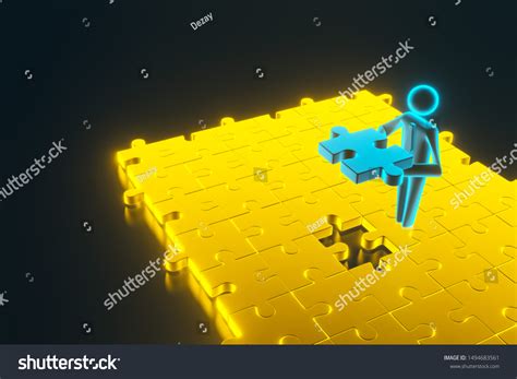 3d Man Small Person Inserting Last Stock Illustration 1494683561