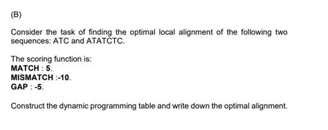Solved B Consider The Task Of Finding The Optimal Local