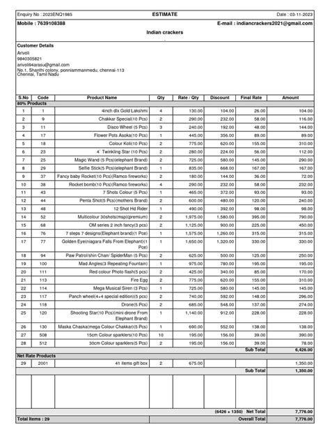 Estimate Bill Pdf