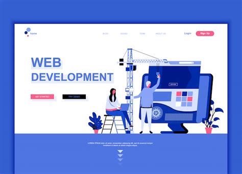 Premium Vector Flat Landing Page Template Of Web Development