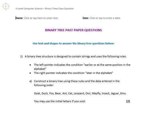 Binary Trees A Level Computer Science Presentation WJEC Teaching Resources