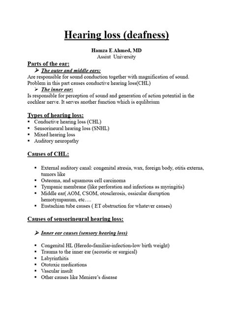 Hearing Loss Lecture Pdf