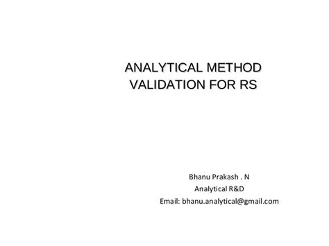 Related Substances Method Validation Pptslide