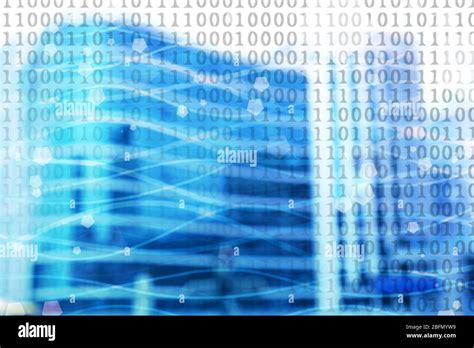 Blur Abstract City Background With Binary Code Technology Concept Stock Photo Alamy