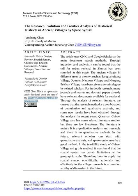 Pdf The Research Evolution And Frontier Analysis Of Historical Districts In Ancient Villages