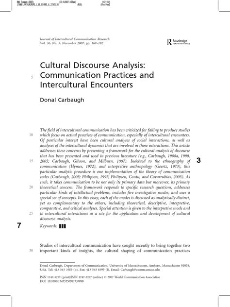 Cultural Discourse Analysis Pdf Discourse Cross Cultural