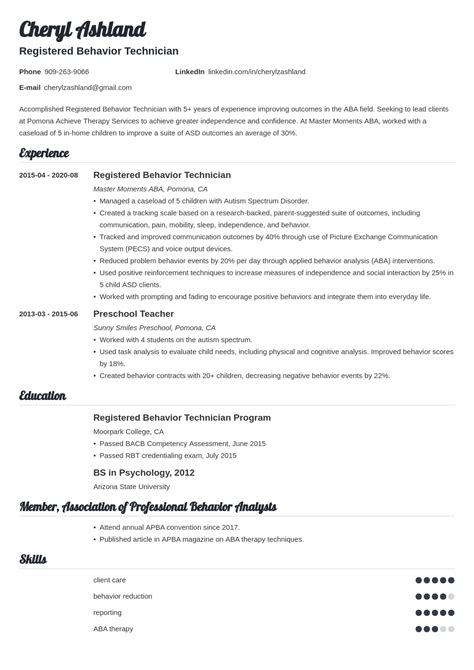 Rbt Resume Registered Behavior Tech Examples Guide