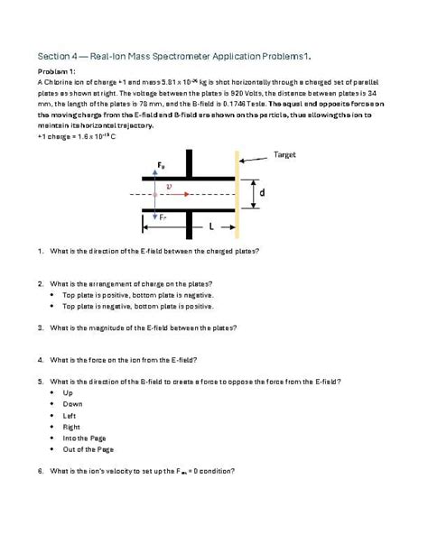 Mass Spectrometer Simulation Lab Velocity Selector Magnetic Deflection