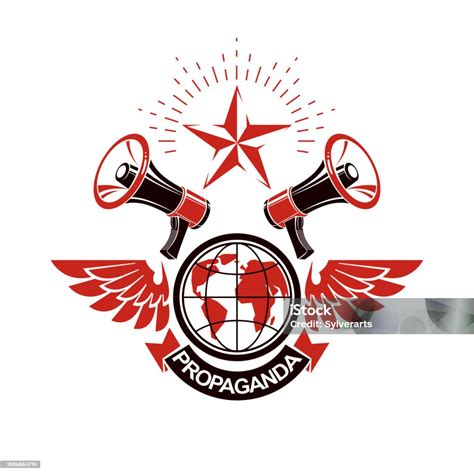 광고 전단지 스피커 및 지구 지구 벡터 일러스트 레이 션 구성 그릇 된 생각 잘못 된 정보 개념 테마를 세 뇌 Cult에 대한