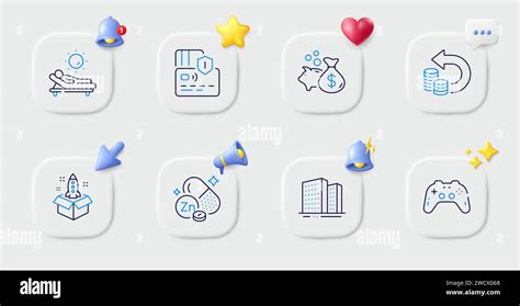 Loan Buildings And Startup Line Icons For Web App Printing Vector