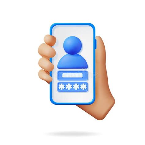3d User Login Form Page In Smartphone In Hand Stock Vector