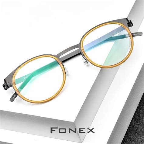 FONEX ацетат Титан сплав оправа для очков для мужчин и женщин круглый ...