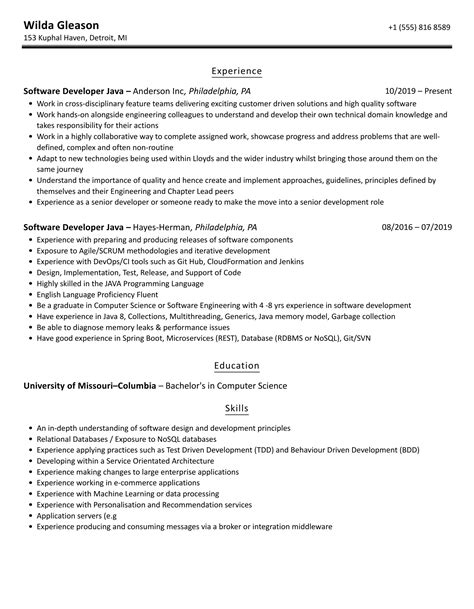Software Developer Java Resume Samples Velvet Jobs