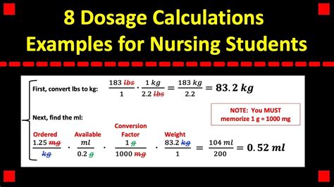 Dosage Calculations Formula Examples