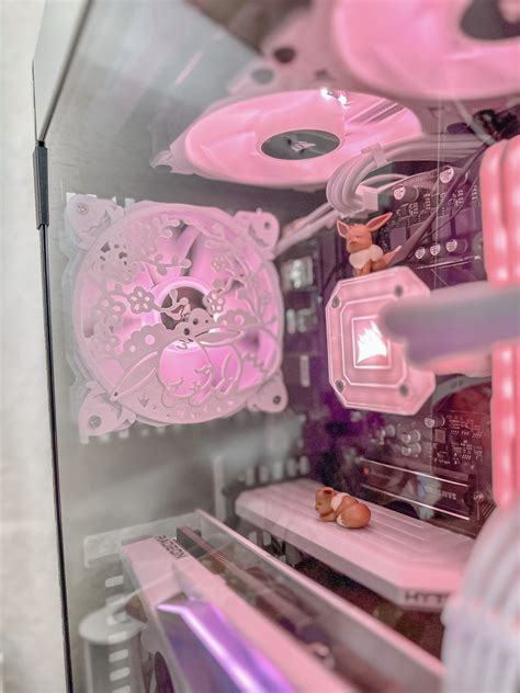 Pink And White Decorations Inside A Computer Case