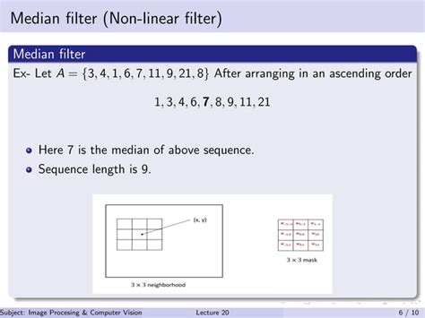 Linear Smoothing Median And Sharpening Filter Ppt
