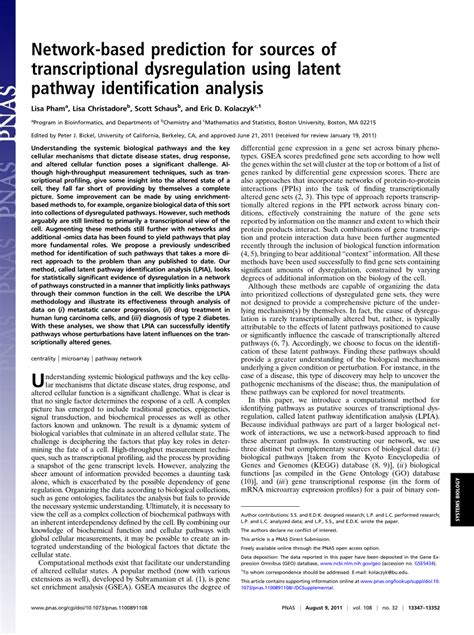 Pdf Network Based Prediction For Sources Of Transcriptional