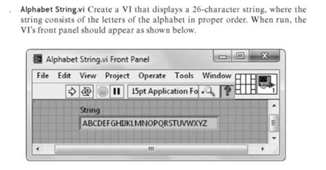 solved alphabet string vi create a vi that displays a