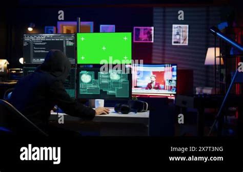Rogue Programmer Using Green Screen Pc To Hack Firewalls Getting Attacks Rejected By