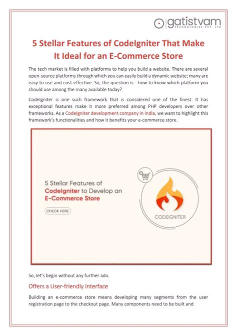 Ppt 5 Features Of Codeigniter That Makes It Perfect For An E Commerce Store Powerpoint