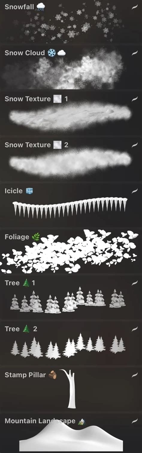 冬季自然元素笔刷 Procreate笔刷库 入门绘画教程，全明星笔刷下载