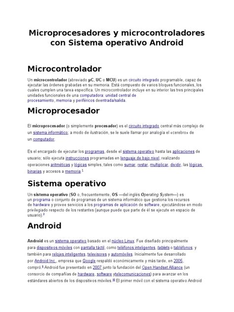 Microprocesadores Y Microcontroladores Con Sistema Operativo Android Pdf Raspberry Pi