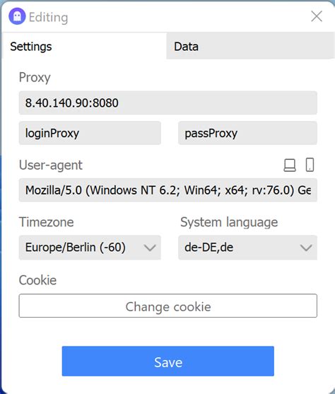 Accovod Accounts Settings