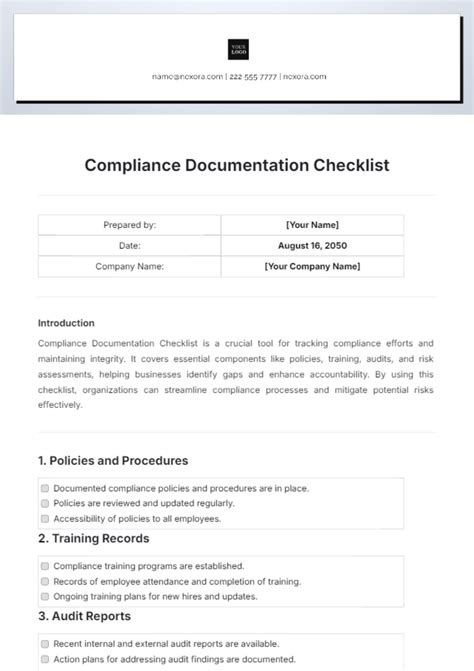 Free Basic Conditions Of Employment Act Compliance Checklist Template