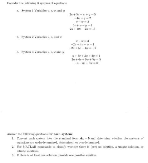 Solved Consider The Following 3 Systems Of Equations A