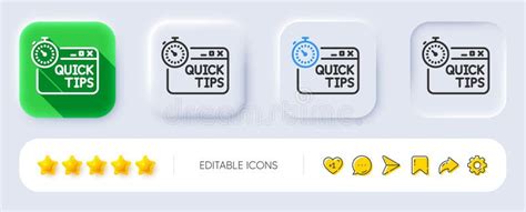 Quick Tips Line Icon Helpful Tricks Sign Neumorphic Buttons Vector Stock Vector