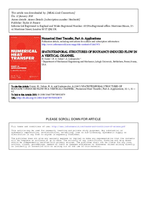 Pdf Numerical Heat Transfer Part A Applications