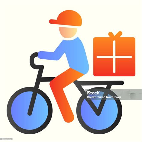 우체부 자전거 라인 아이콘을 타고 상자와 자전거에 메일 배달 남자 우편 서비스 벡터 디자인 개념 흰색 배경에 윤곽 스타일 그림 웹 및 응용 프로그램에 사용 Eps 10