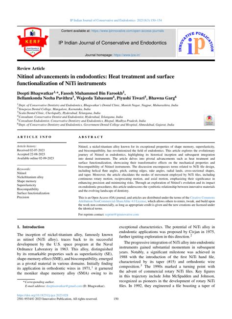 Pdf Nitinol Advancements In Endodontics Heat Treatment And Surface