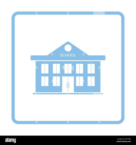 School building icon. Blue frame design. Vector illustration Stock Photo - Alamy