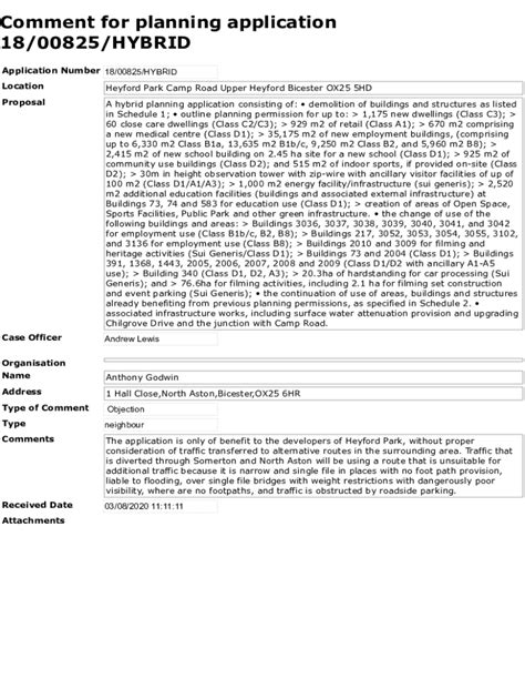 Fillable Online Comment For Planning Application Fax Email Print